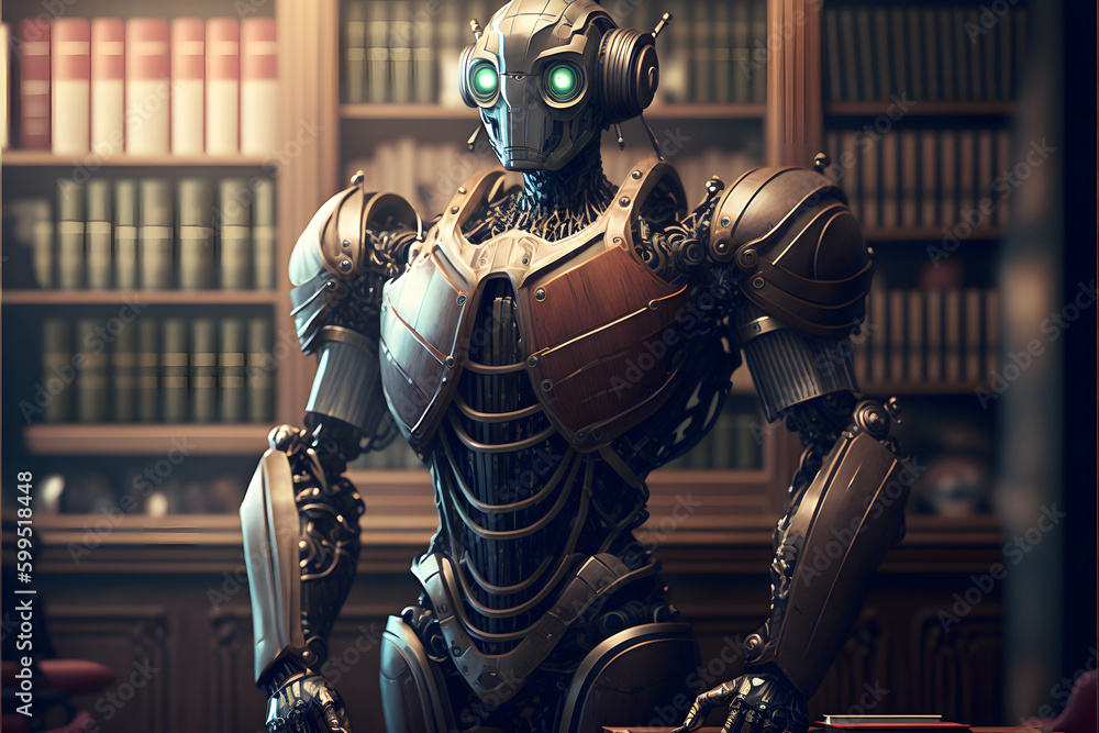 Anthropomorphic robot in human court, neural network generated art. AI ...