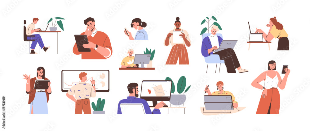 Photo & Art Print People using gadgets set, Good Studio