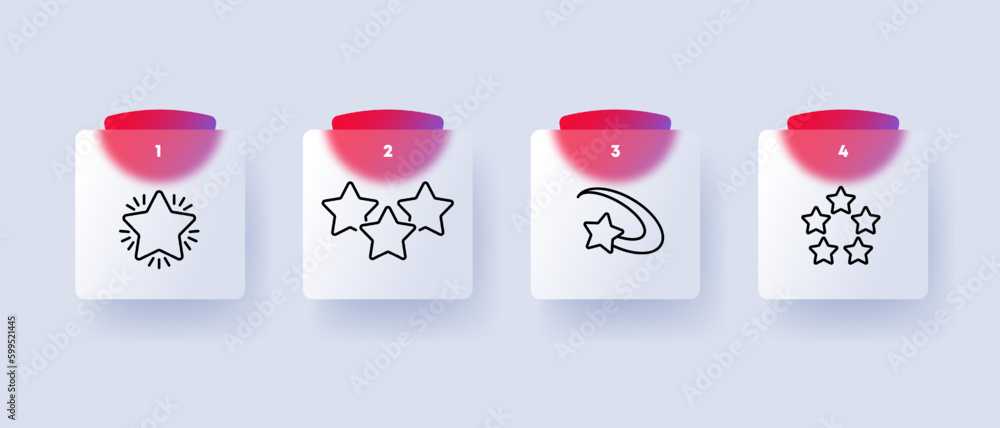 Star rating icon set. Five stars, four stars, three stars, two stars ...