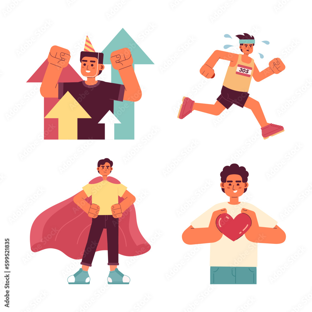 Personal development flat concept vector spot illustration set ...