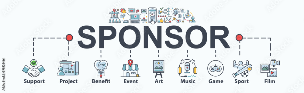 Sponsor banner web icon for Business and partnership, support, project ...