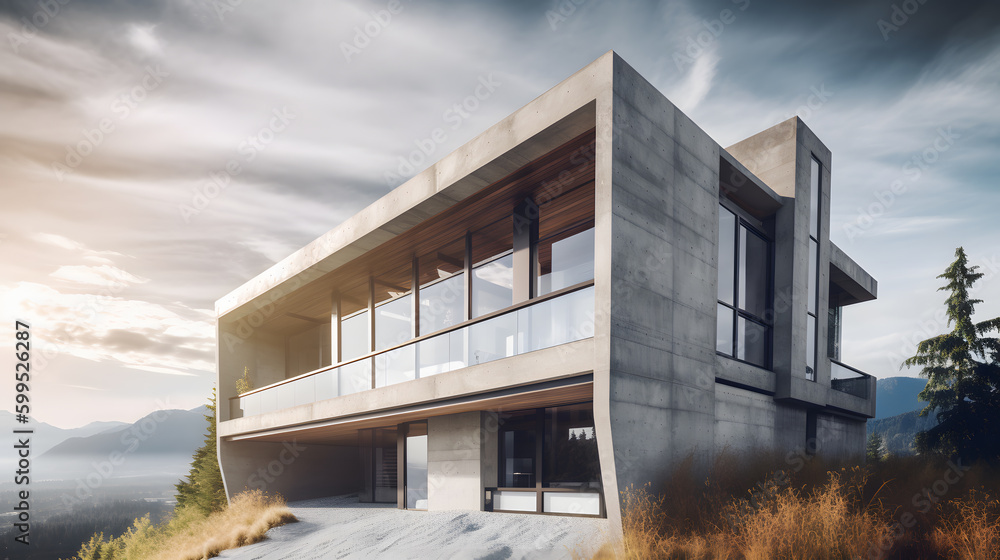 modern house design with a bold and refined facade, a warm color ...