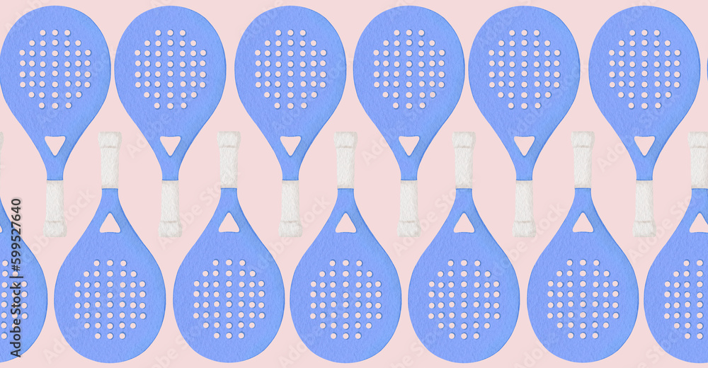 Seamless border of padel rackets. Sport activity for health. Pastel ...
