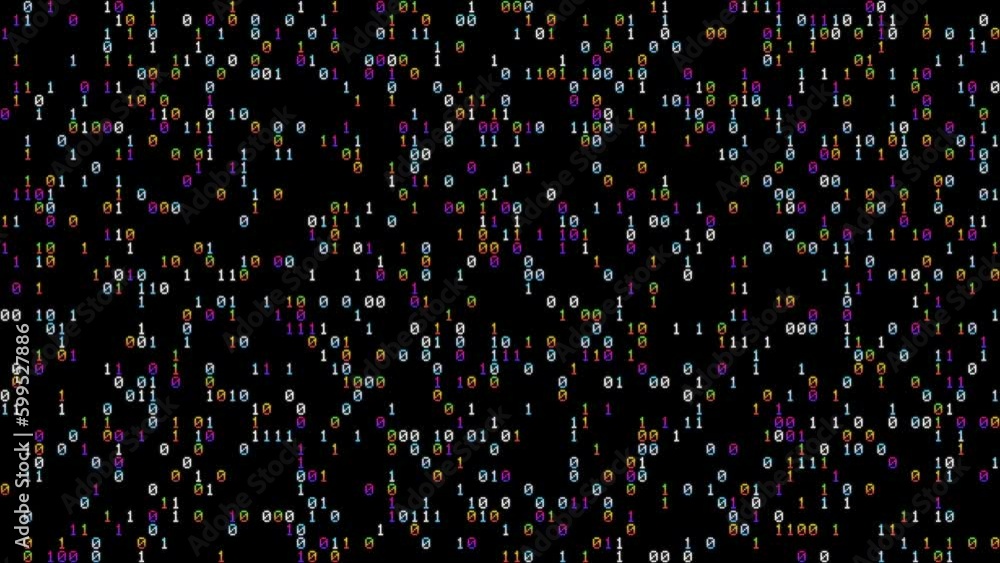 Multi-Colored Binary Code on a Black Background, Seamless Looping ...