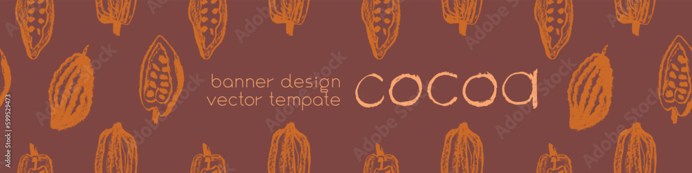 Confectionery banner with cocoa beans seamless pattern. Vector Cacao ...