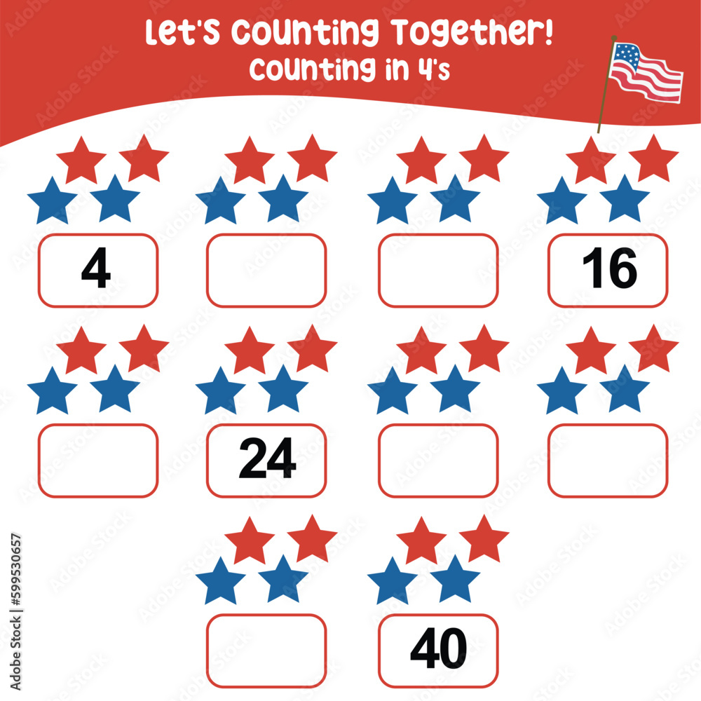 Counting in 4's with the American Independence Day Edition. The ...