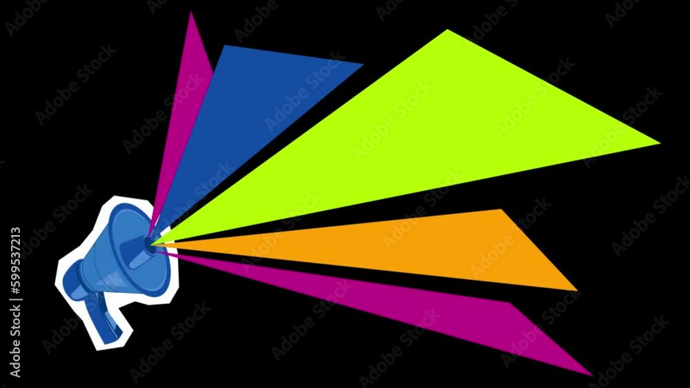 2D Cartoon Megaphone Animation. Social Advertising Concept. Abstract ...