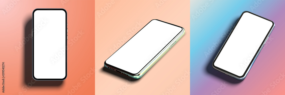 Smartphone mockup in rotated position. Smartphone mockup white screen ...