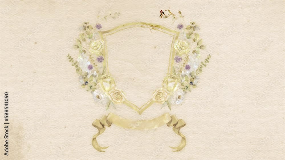 Vintage Floral Banner Reveal/ 4k animation of a retro vintage ...