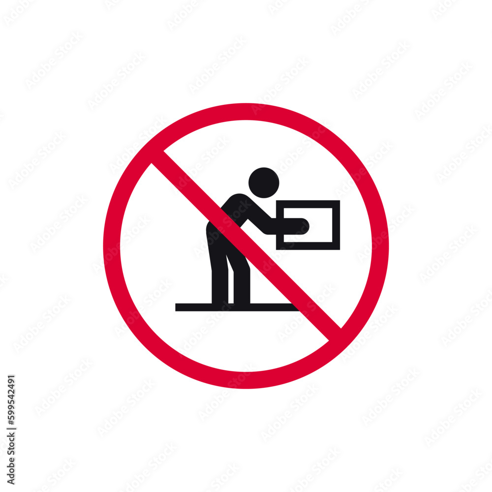 Do not lift heavy weight prohibited sign, forbidden modern round ...