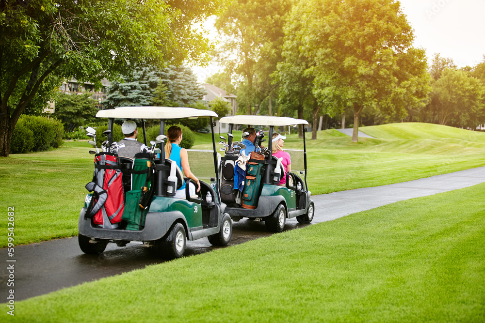 Getting a great foursome together for some golf. four people out on a ...