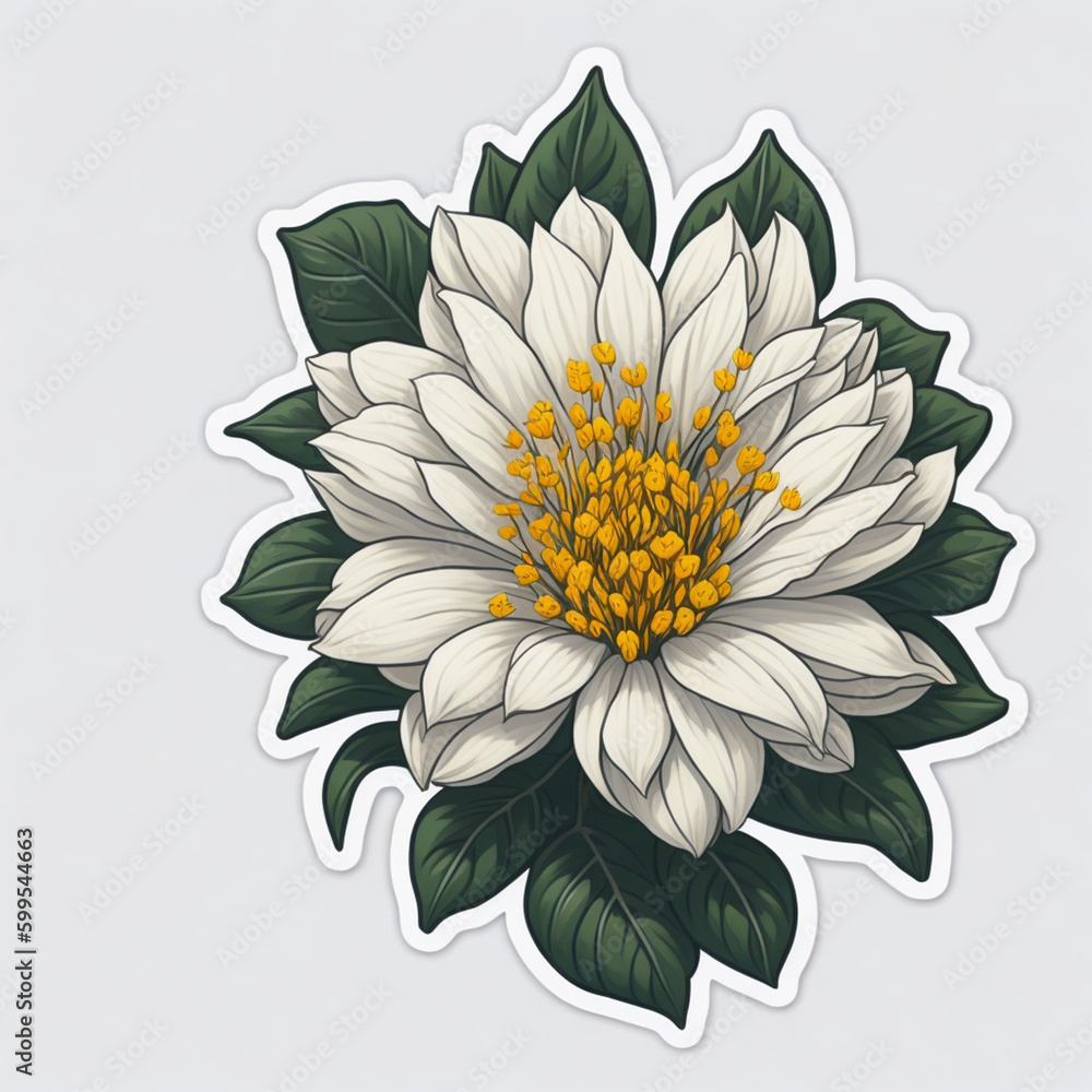 Artificial intelligence, sticker, cartoon cute Jasmine flower, white ...