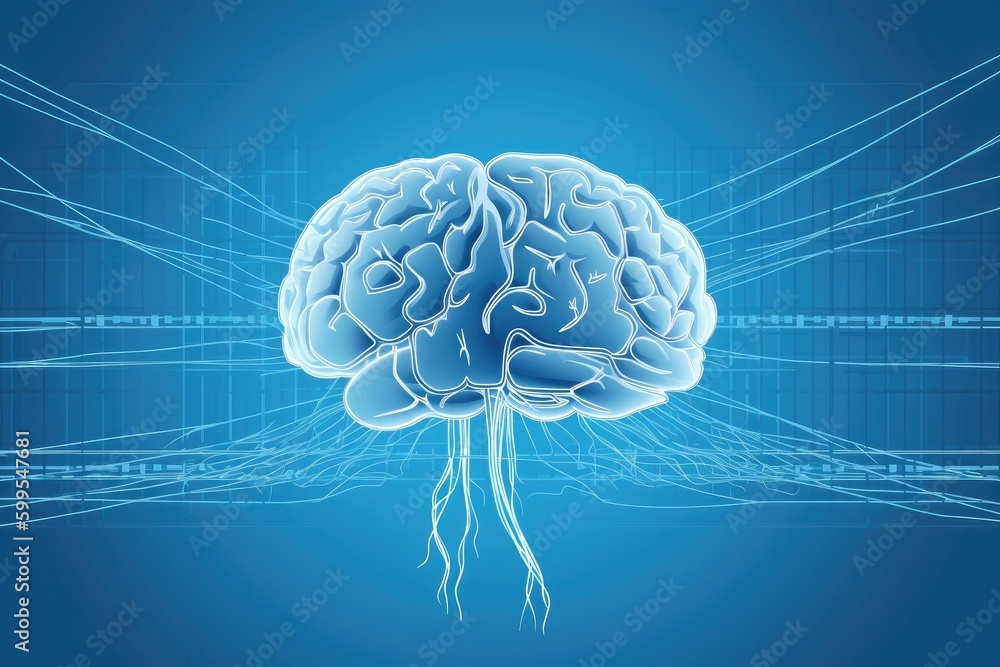 Brain blue fire smoke effect on the black background created with ...
