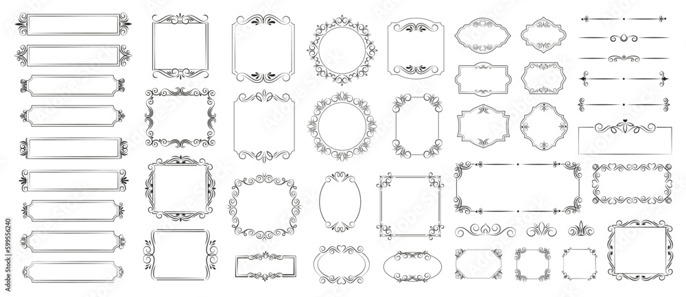 Ornate frames and scroll elements. Text separators frame set Stock Vector | Adobe Stock