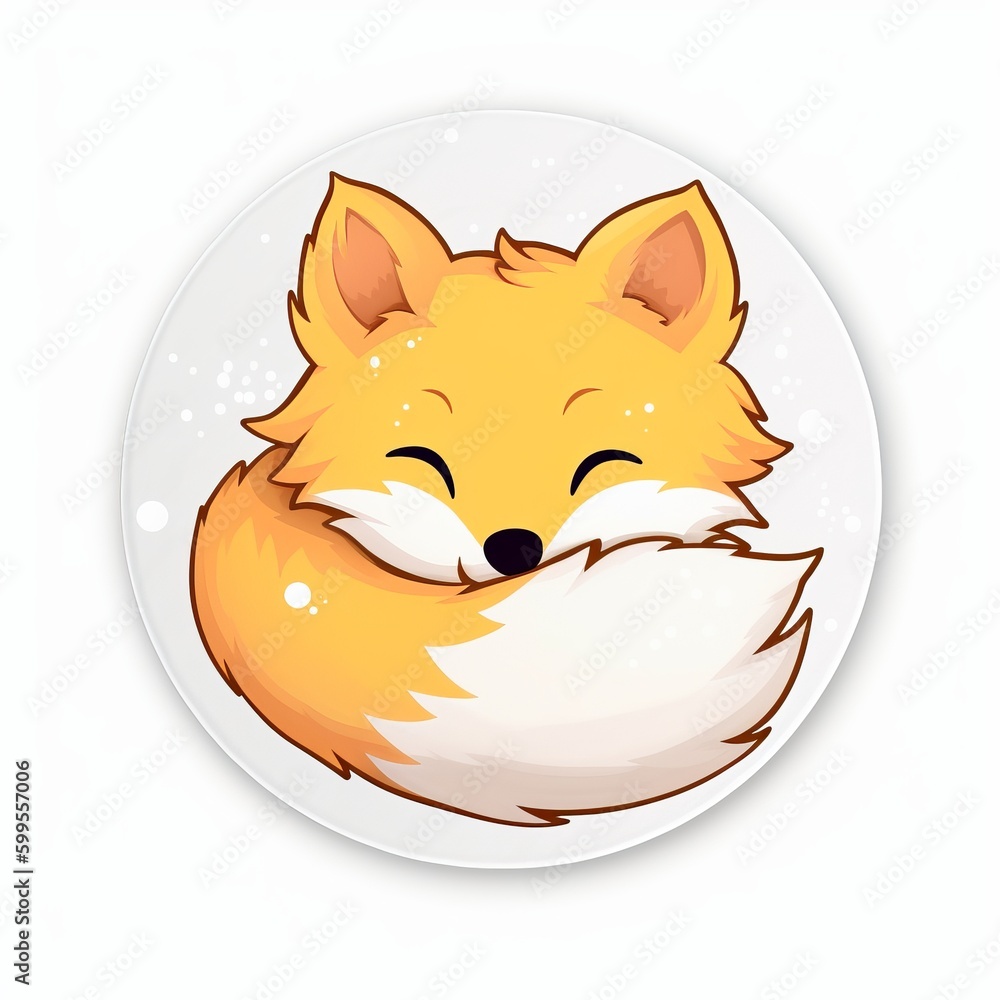 Illustrazione Stock A cute chibi Fox sticker with a white background ...
