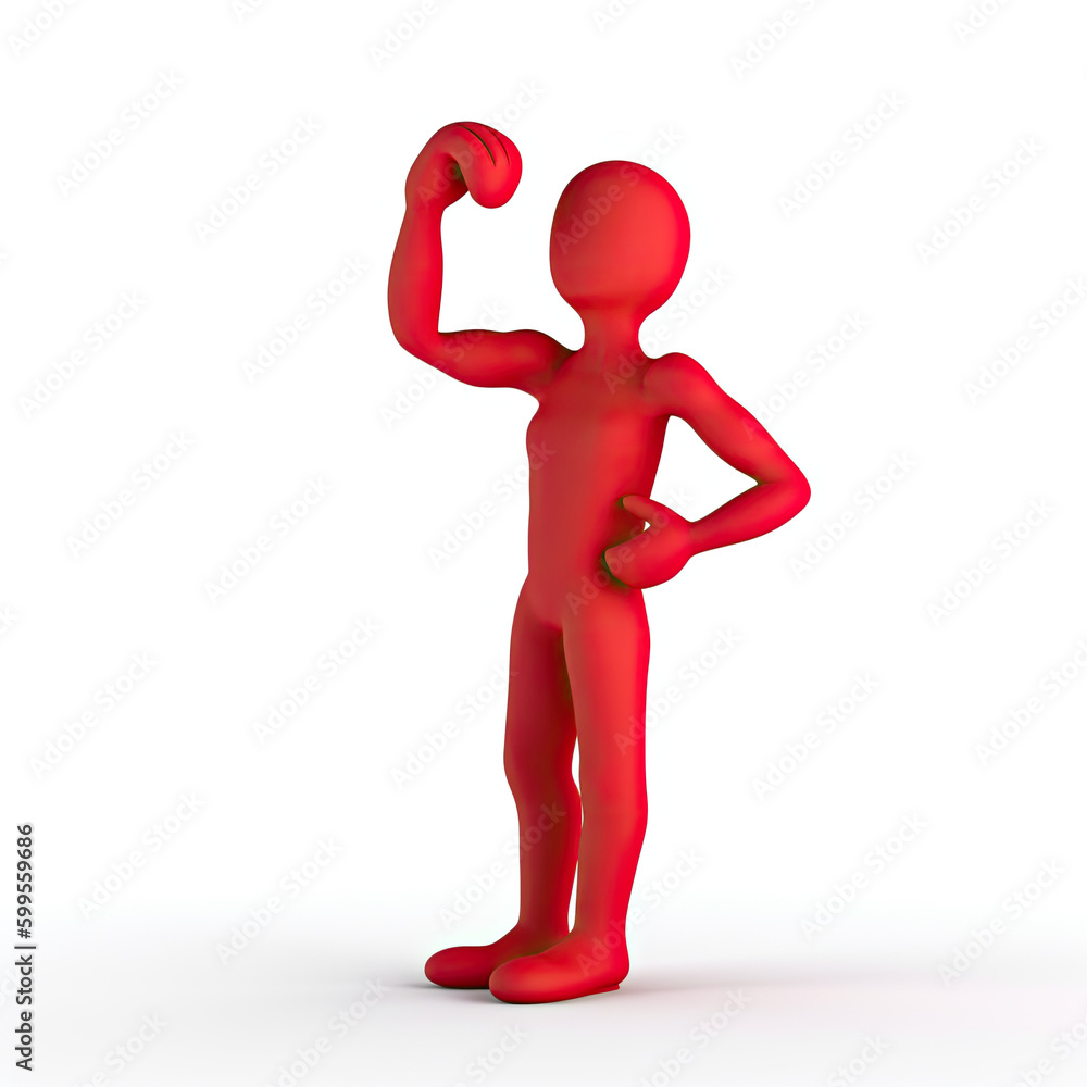 Virtual Figure: 3D Model in Standing Pose on White Background ...