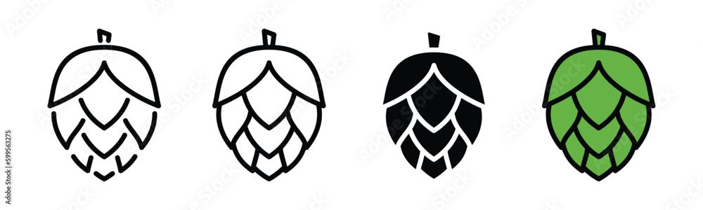 Hop icon vector. Hops icon in thin line, flat, and color style with ...