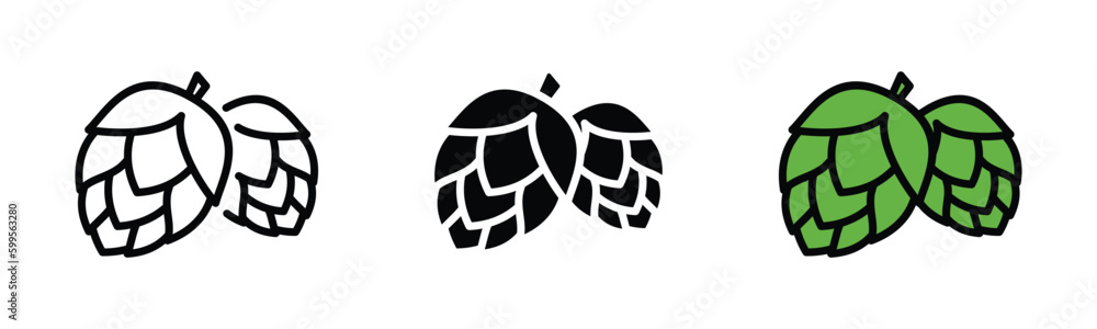 Hop icon vector. Hops icon in thin line, flat, and color style with ...