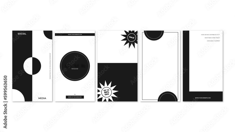 5 Black And White Social Media Templates. 5 Social media overlays in ...