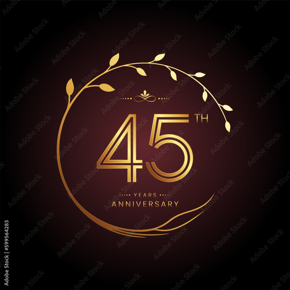45th anniversary logo with golden number for celebration event ...