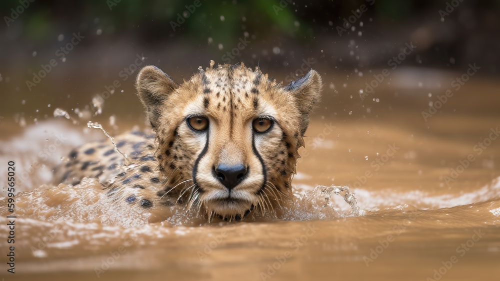 Cheetah wallpaper, 4k - cheetah wet in the water, majestic wild cat ...