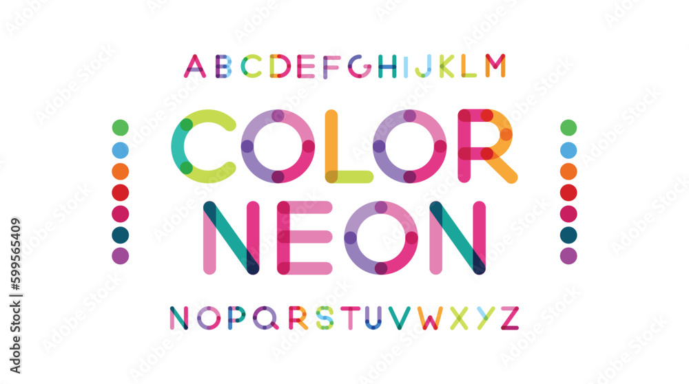 Colorful font. Colorful bright alphabet and font. Emotional bold ...