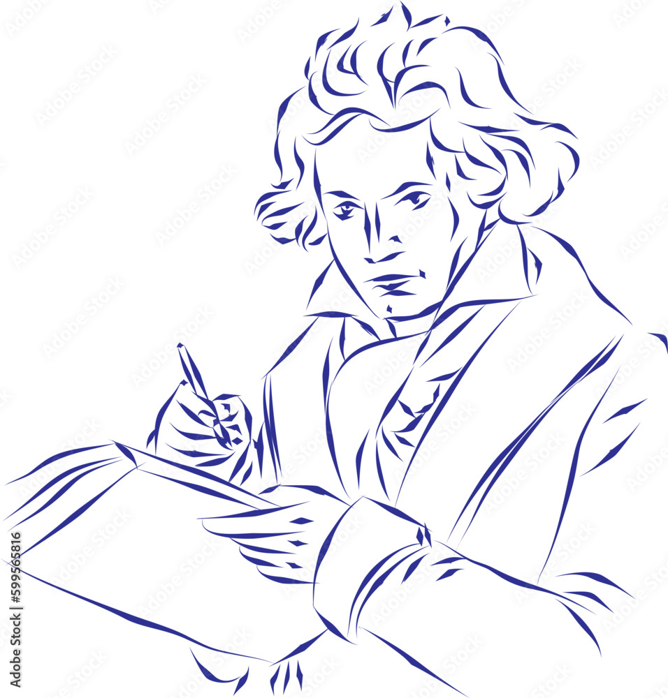 vector illustration portrait of classical music composer Ludwig van ...