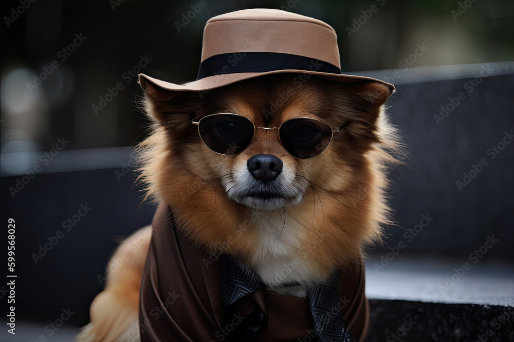 mafia dog created with Generative AI technology Stock Illustration ...