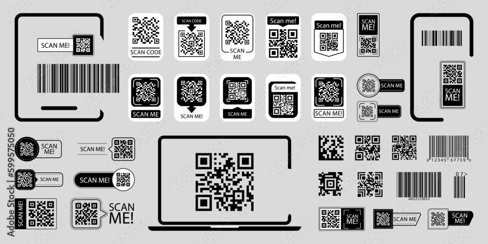 Scan me qr code collection. Set of black qr code collection Stock ...