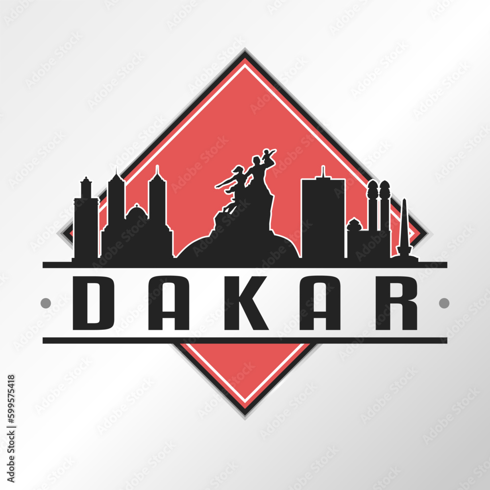 Dakar, Senegal Skyline Logo. Adventure Landscape Design Vector City ...
