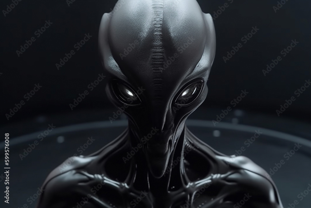 Lonely biomorphic alien invader portrait. Paranormal alien creature ...