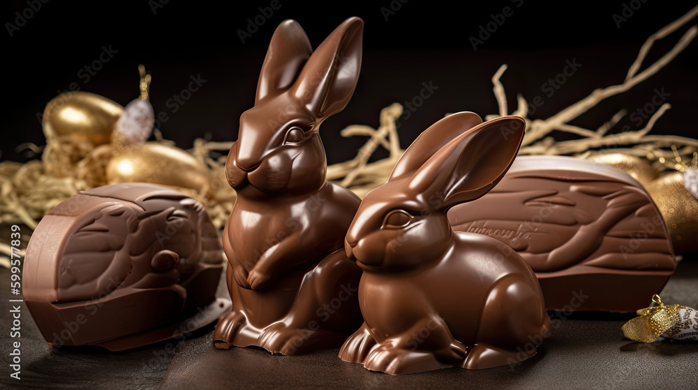 rabbit chocolate created with Generative AI technology Stock ...