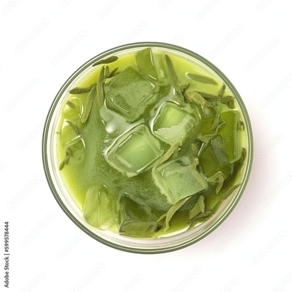 ภาพประกอบสต็อก top view of ice matcha green tea created with Generative ...