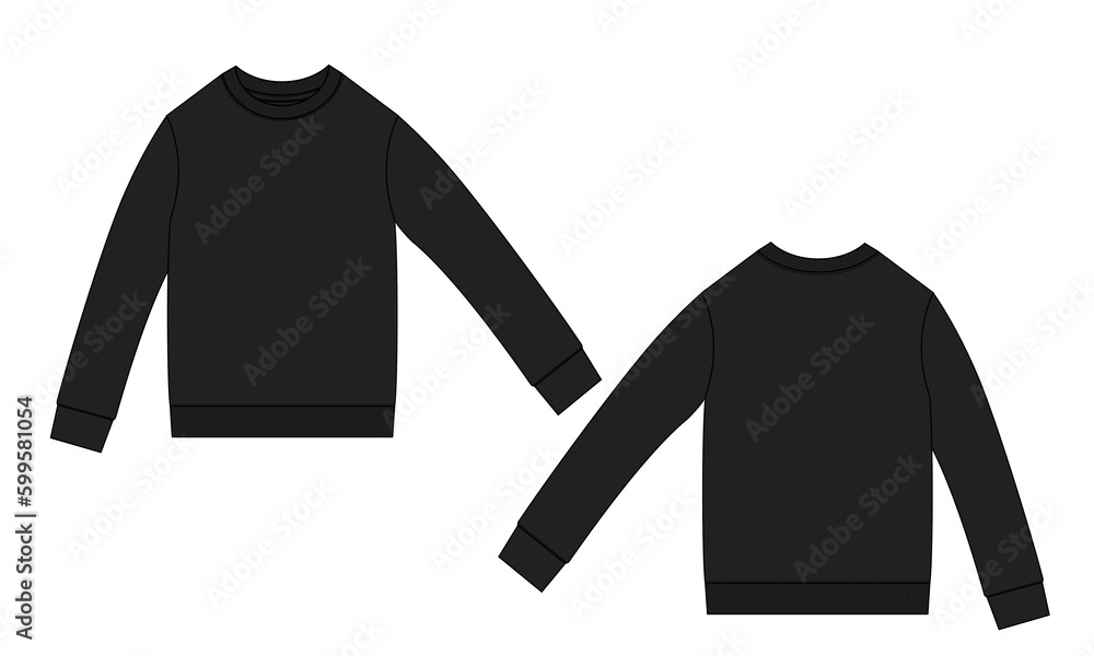 Long Sleeve Sweatshirt technical fashion flat sketch vector ...