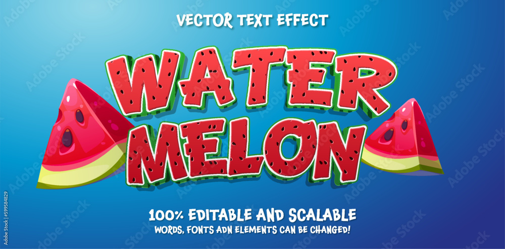 watermelon text effect 100% editable vector eps Stock Vector | Adobe Stock