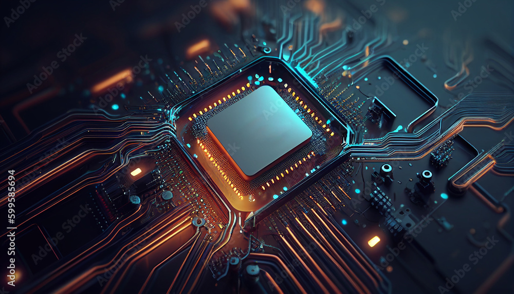 Electronic circuit board with processor, background digital ...