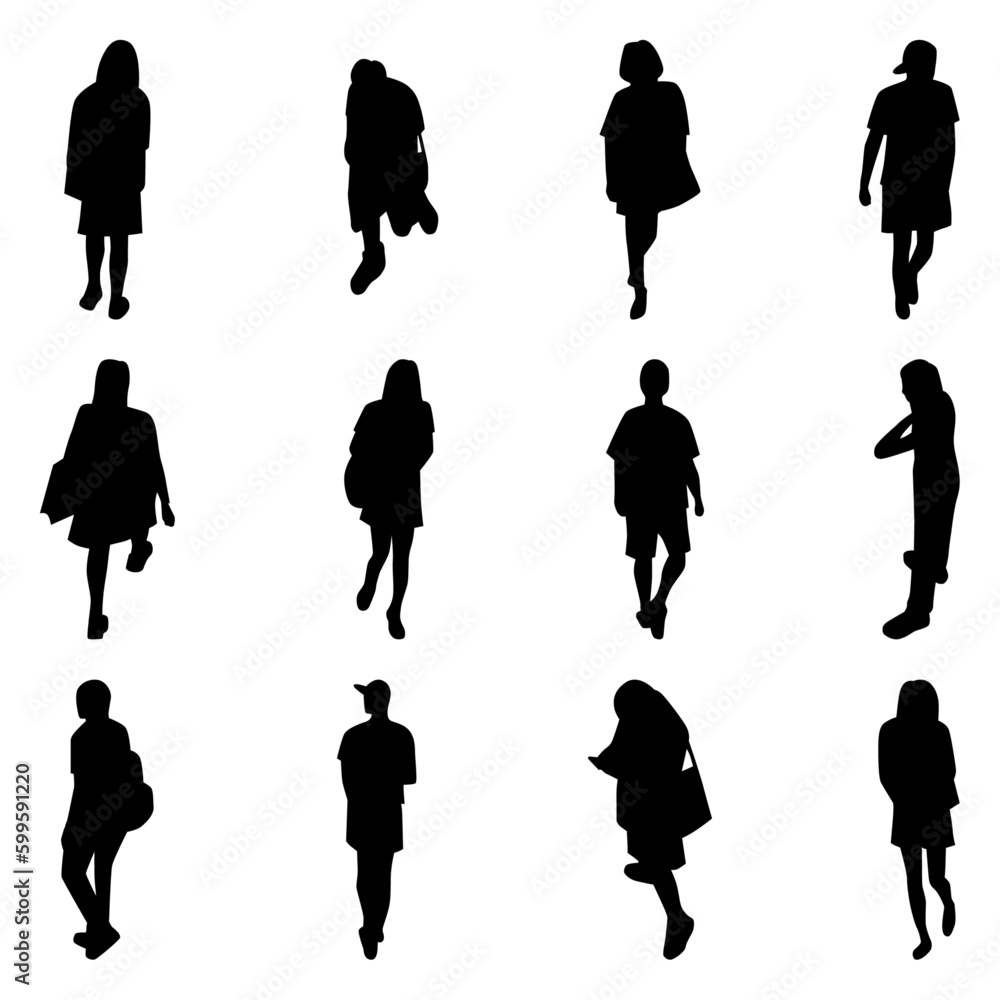 Poster Vector Collection Set of Casual People Silhouettes – Wall Art ...