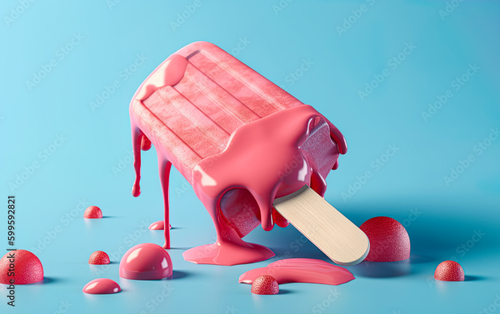 Popsicle Ice Cream Melting Generative Ai Illustration Ilustração Do