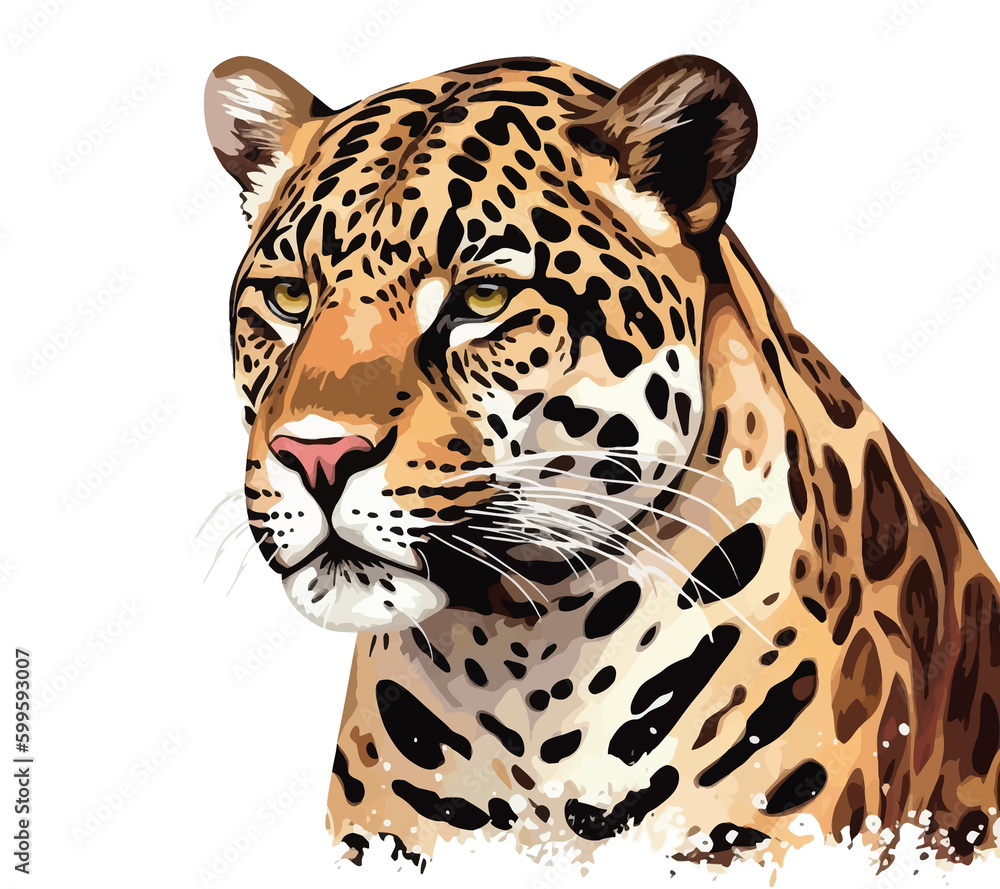 Realisctic leopard face illustration on png isolated background created ...
