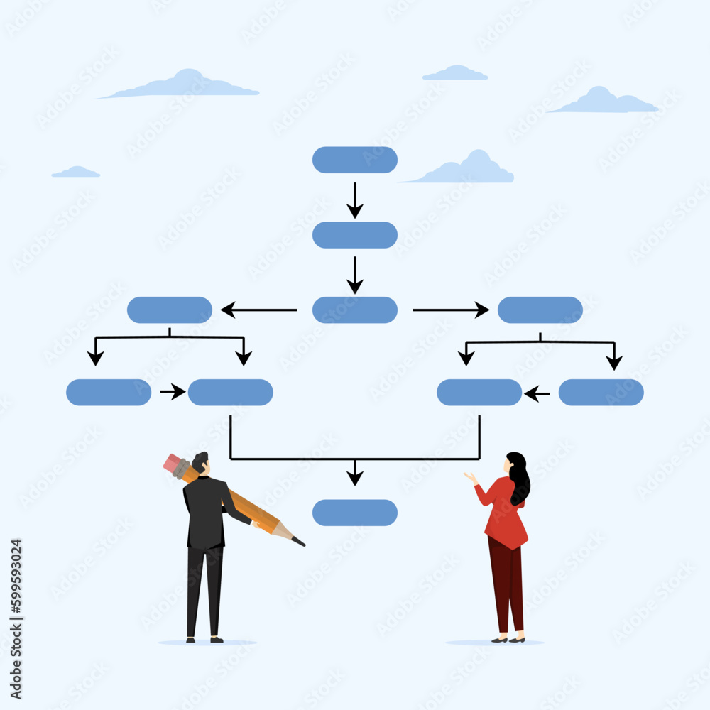 Business process concept, organizational structure diagram or model ...