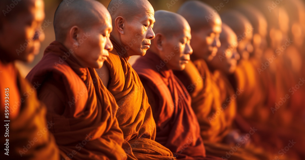 Buddhist monks meditate to calm the mind. The brain will refresh the ...