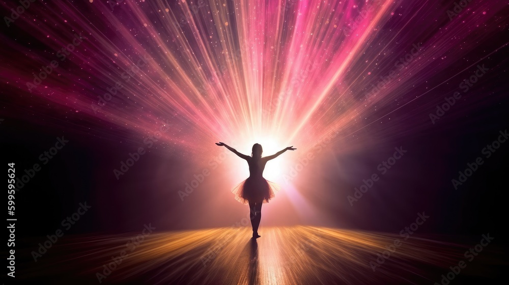 Female ballet dancer silhouette in multicolored glitter sparkles ...