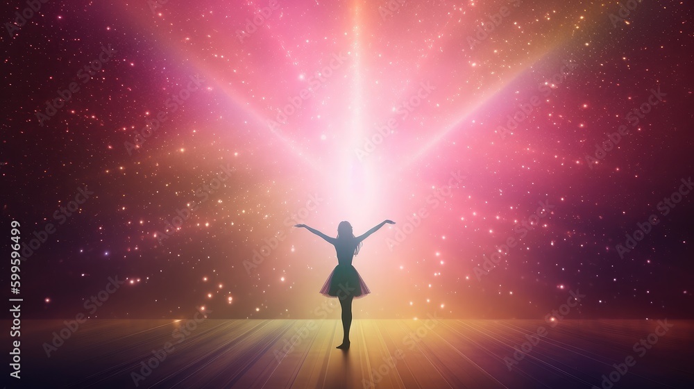 Female ballet dancer silhouette in multicolored glitter sparkles ...