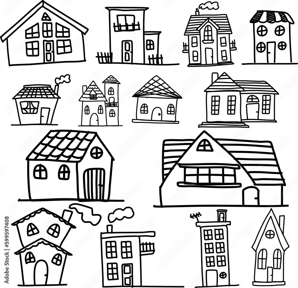 Hand Drawn House Clipart Stock Vector | Adobe Stock