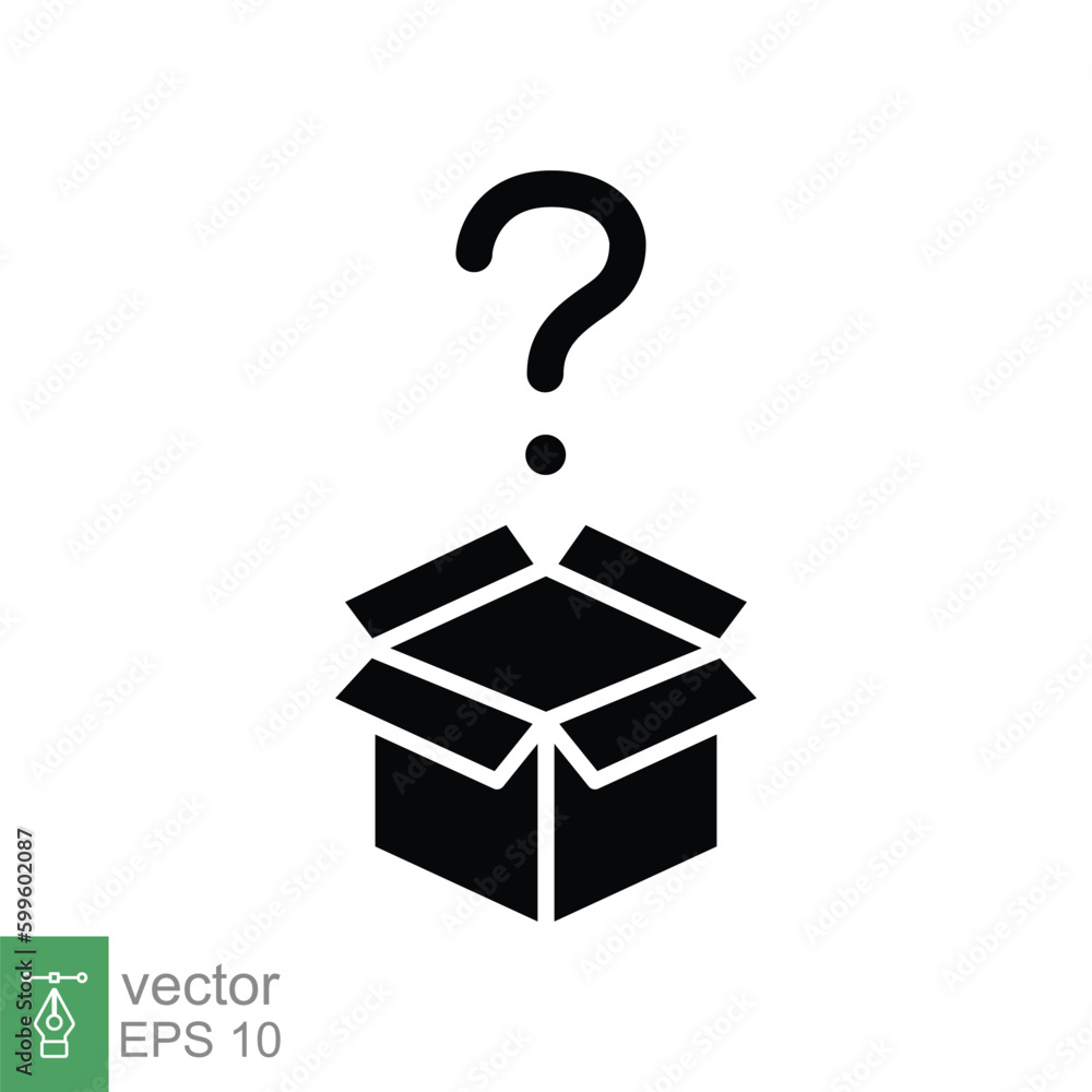 Mystery box icon. Simple solid style. Random box with question mark ...