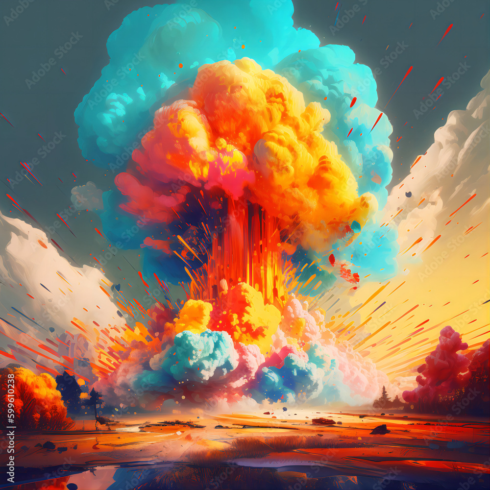Atomic bomb explosion art created with Generative AI techonlogy Stock ...