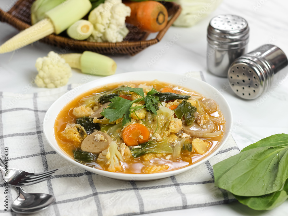 Capcay goreng or cap cai or mix vegetables with chicken and other ...