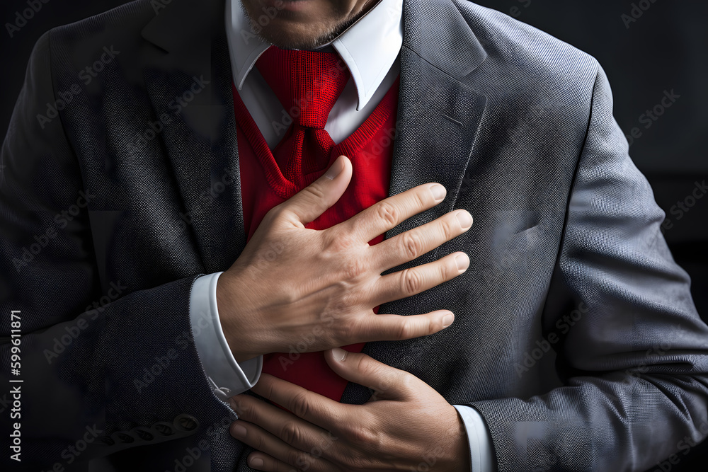 Warning Signs: Person Experiencing Chest Pain ai generated art Stock ...