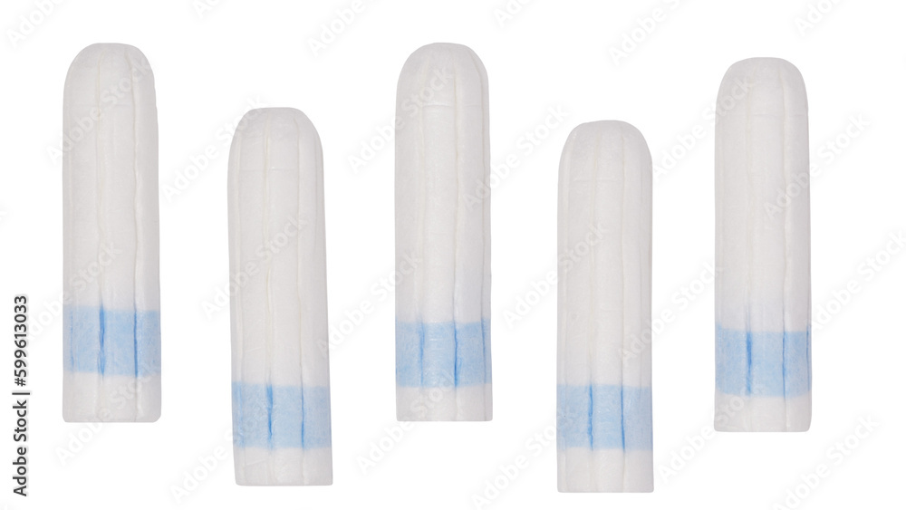 Clean cotton tampons with blue string on transparent background Stock ...