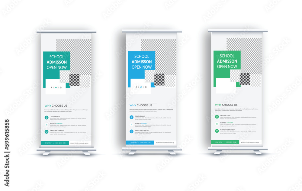 Back to school roll up banner design, Admission open roll up banner ...